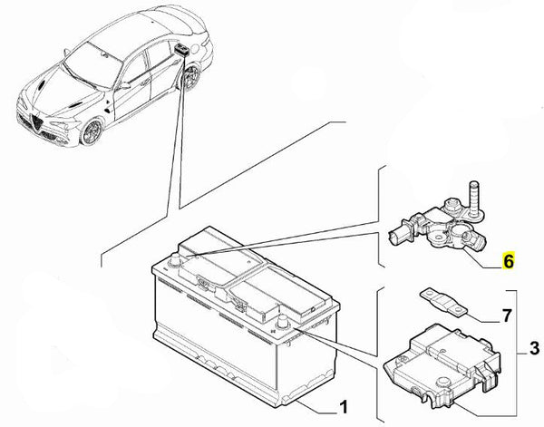 Battery Terminal, Negative - Alfa Romeo Giulia & Stelvio 2020 onwards ...