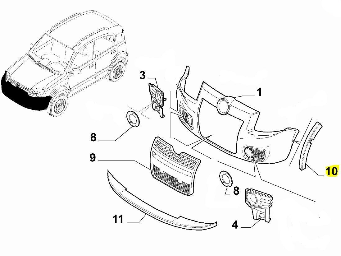Moulding, Front Bumper - Panda 100HP – Partsworld-UK